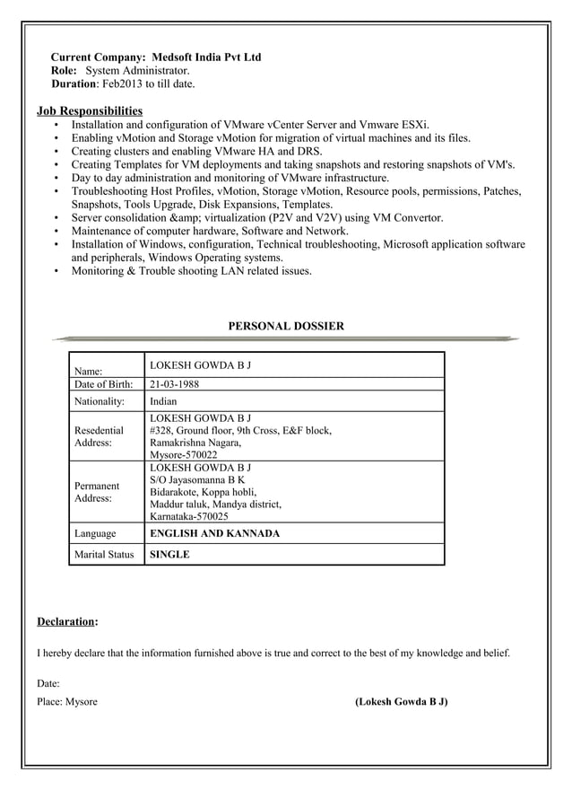 Resume | DOC | Operating Systems | Computer Software and Applications
