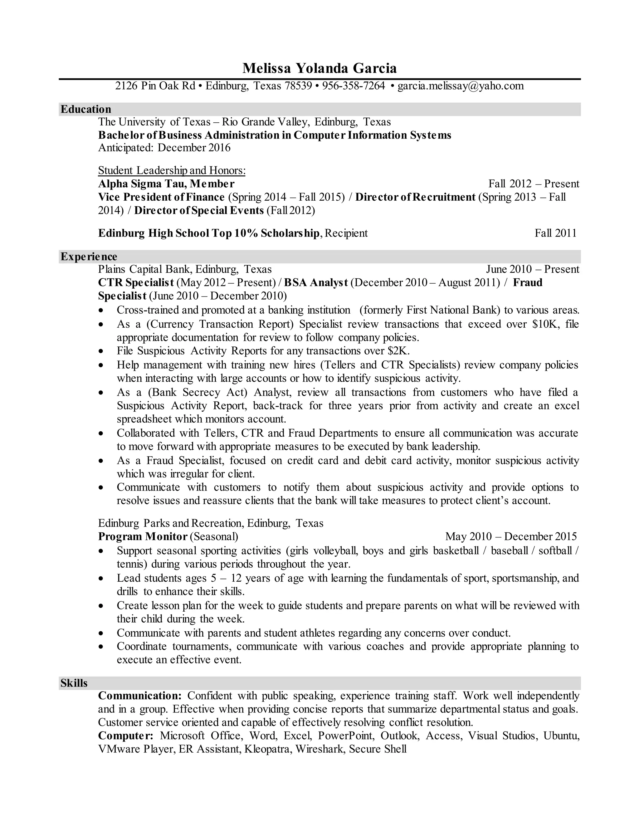 Melissa Garcia Resume | DOCX