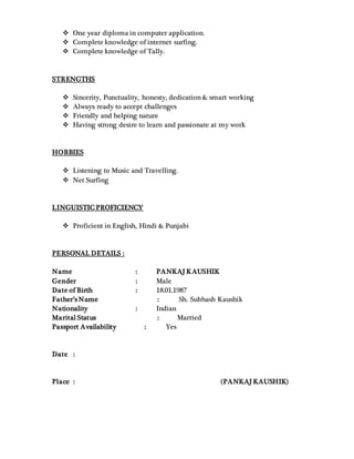 Pankaj | DOCX | Sales | Business