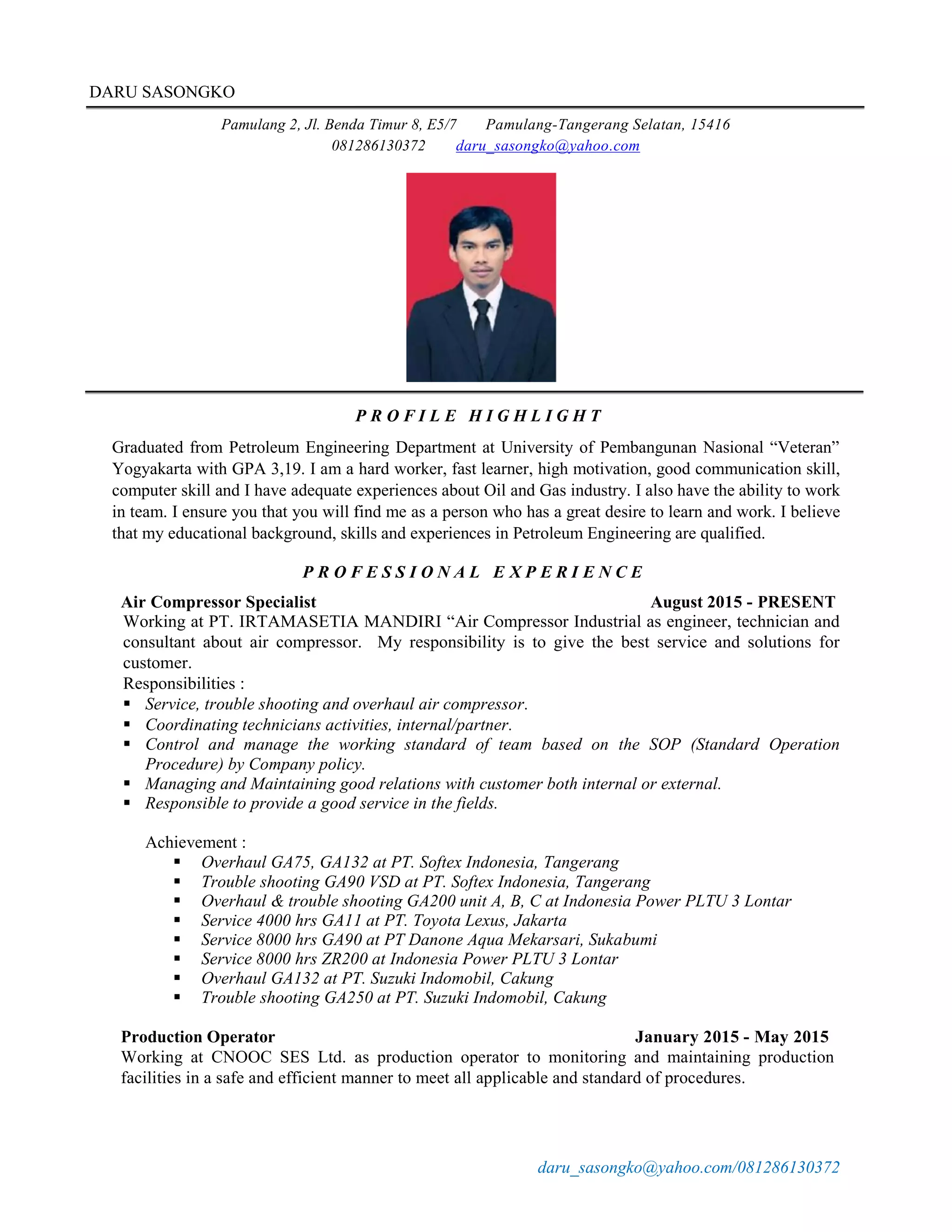 CV Daru S | PDF | Business | Business and Finance