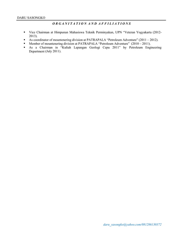 CV Daru S | PDF | Business | Business and Finance