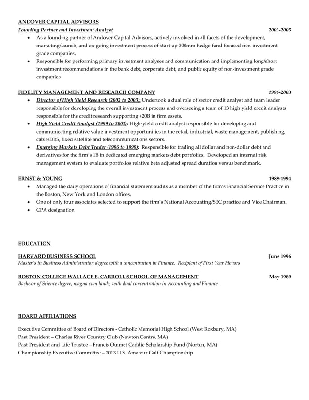 richardbarrettresume | PDF | Stocks and Bonds | Personal Investing