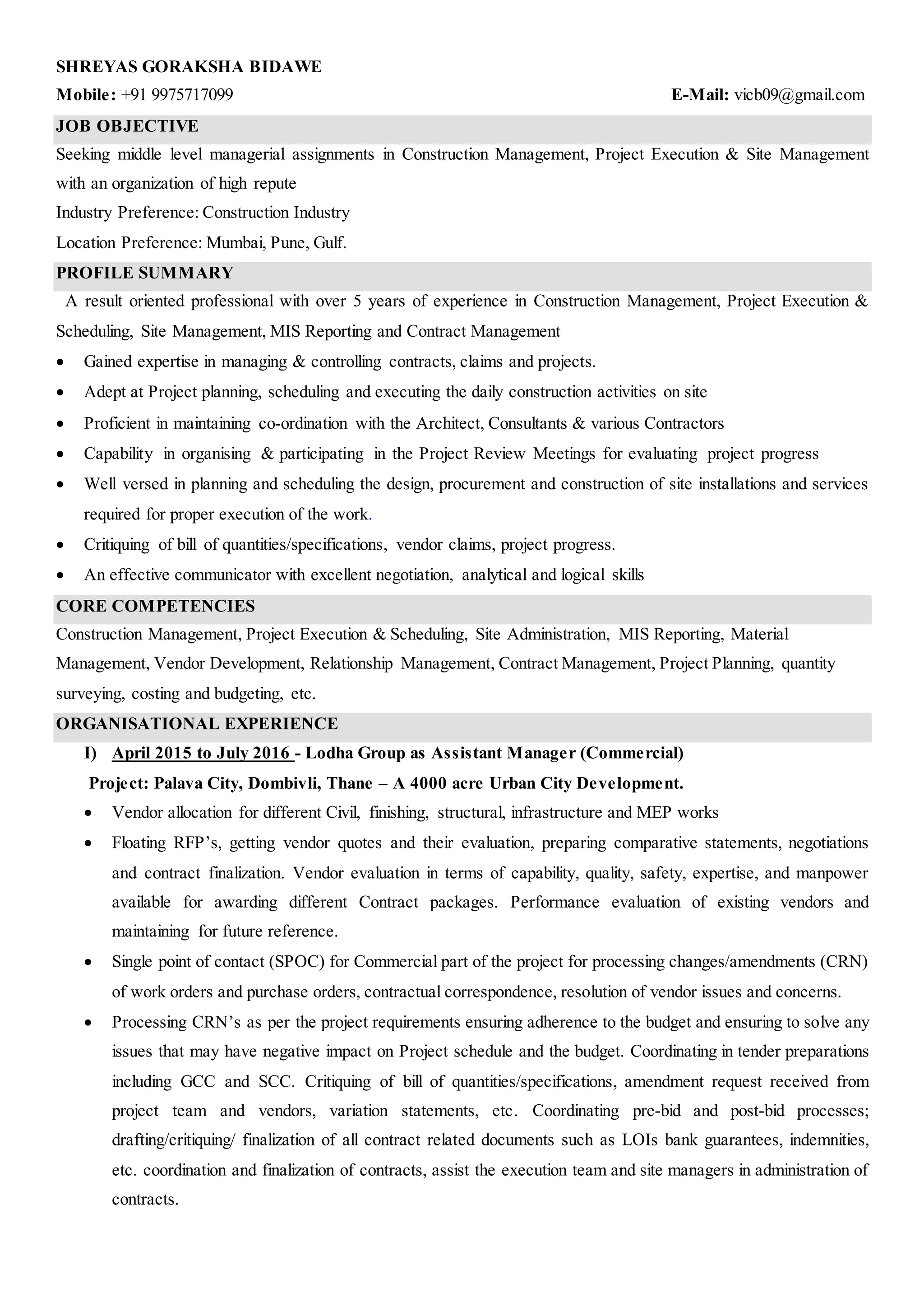 Resume - R1.Docx | Civil Engineering Industry | Industries
