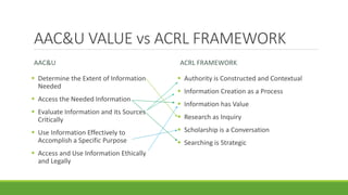 Where Does Information Literacy Fit? Mapping the Core | PPT