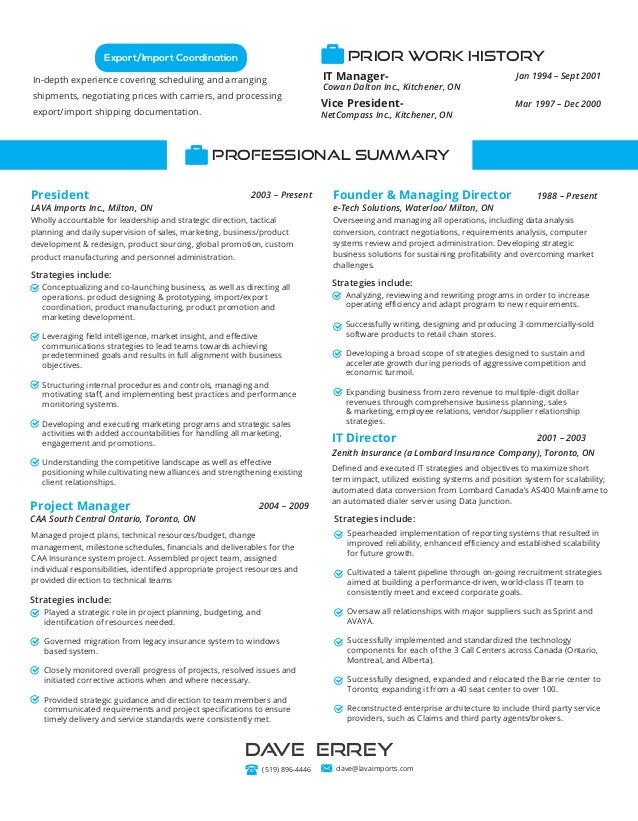 DAVE ERREY RESUME INFOGRAPHIC