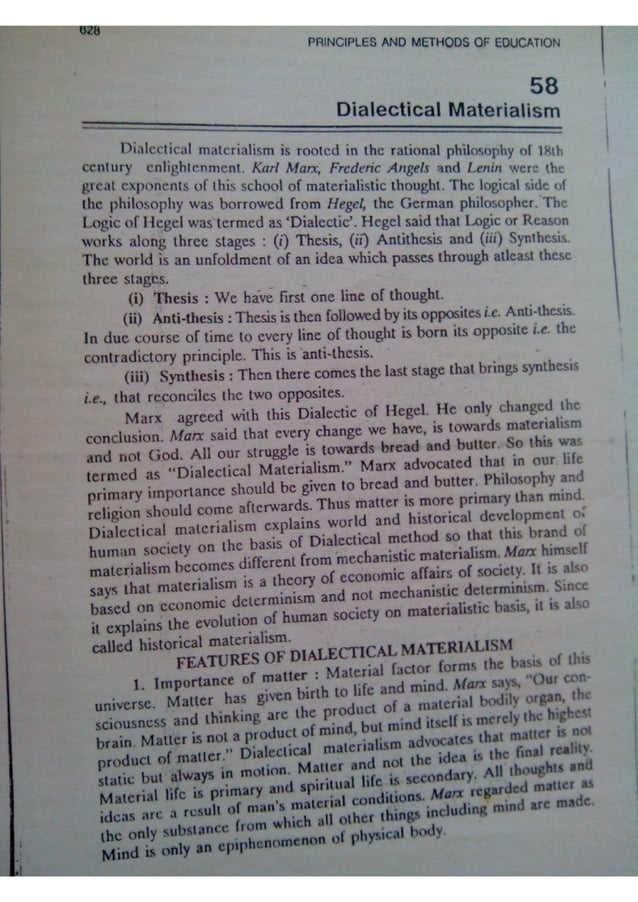 M.Ed Advanced Philosophy's Topic - Dialectical Materialism | PDF