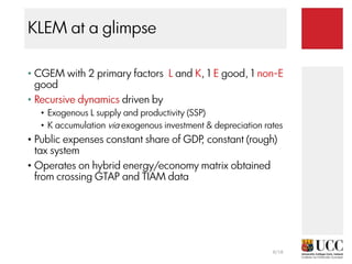 Linking TIAM and KLEM: Economic Impacts of WB2D mitigation pathways | PPT