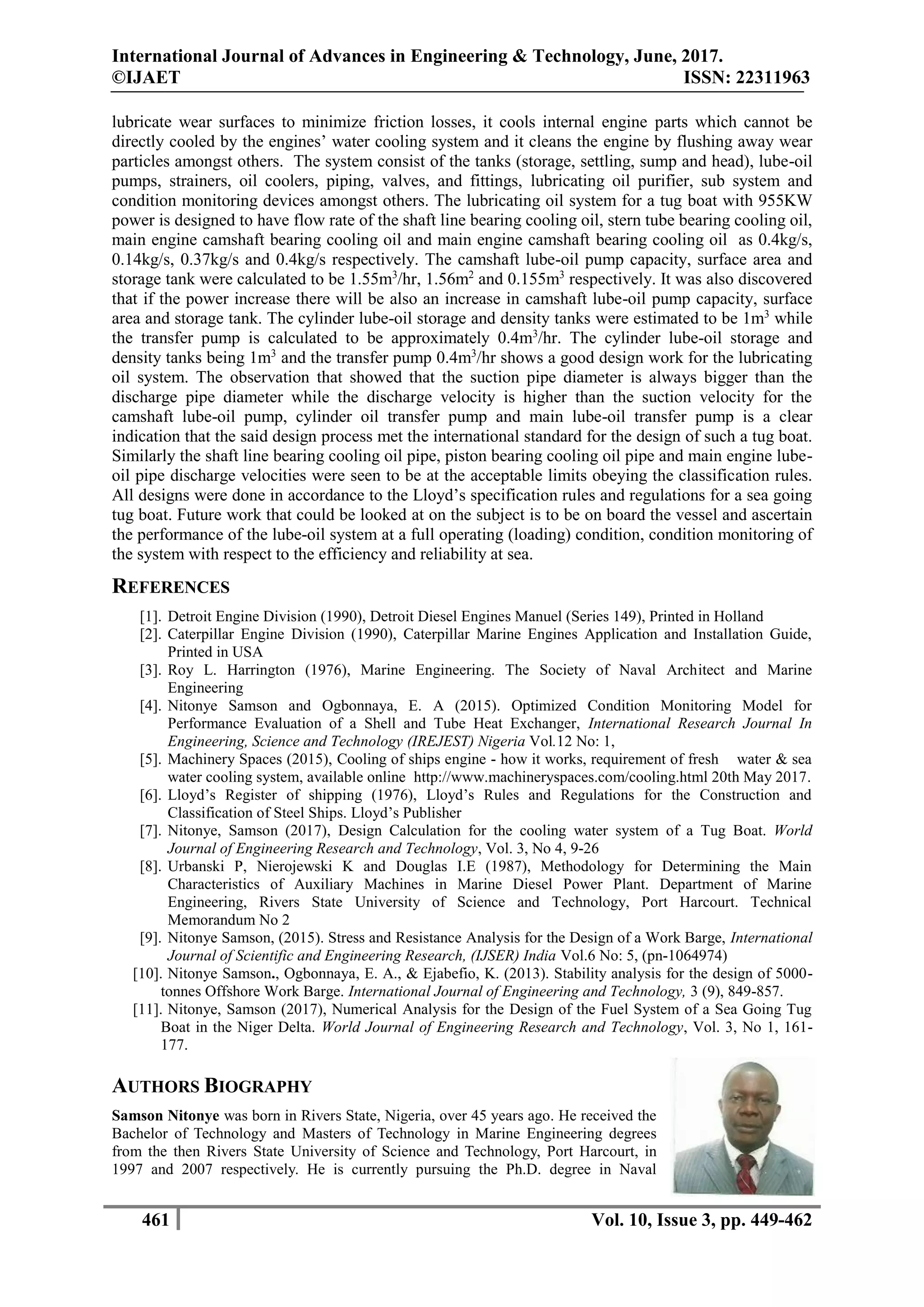 DESIGN CALCULATION FOR EQUIPMENT AND COMPONENTS SPECIFICATION OF ...