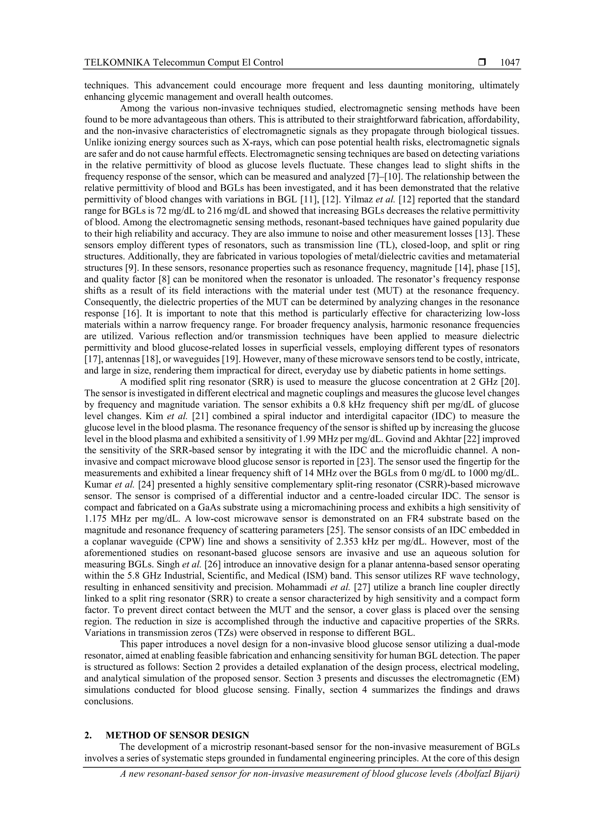 A new resonant-based sensor for non-invasive measurement of blood ...