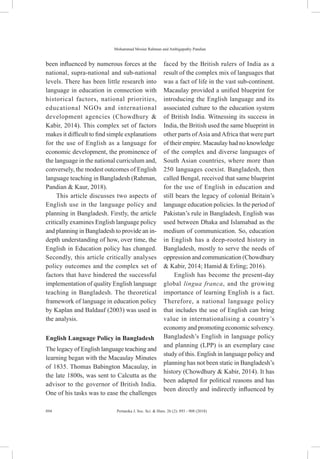 The Chaotic English Language Policy and Planning in Bangladesh: Areas ...