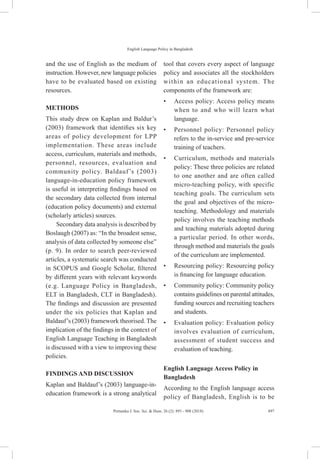 The Chaotic English Language Policy and Planning in Bangladesh: Areas ...