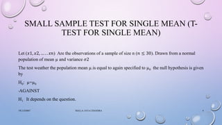 t test for single mean | PPTX