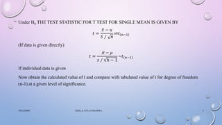 t test for single mean | PPTX
