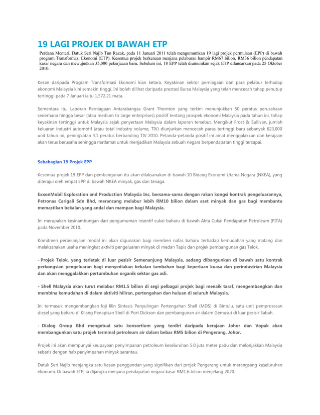 19 lagi projek di bawah etp | PDF