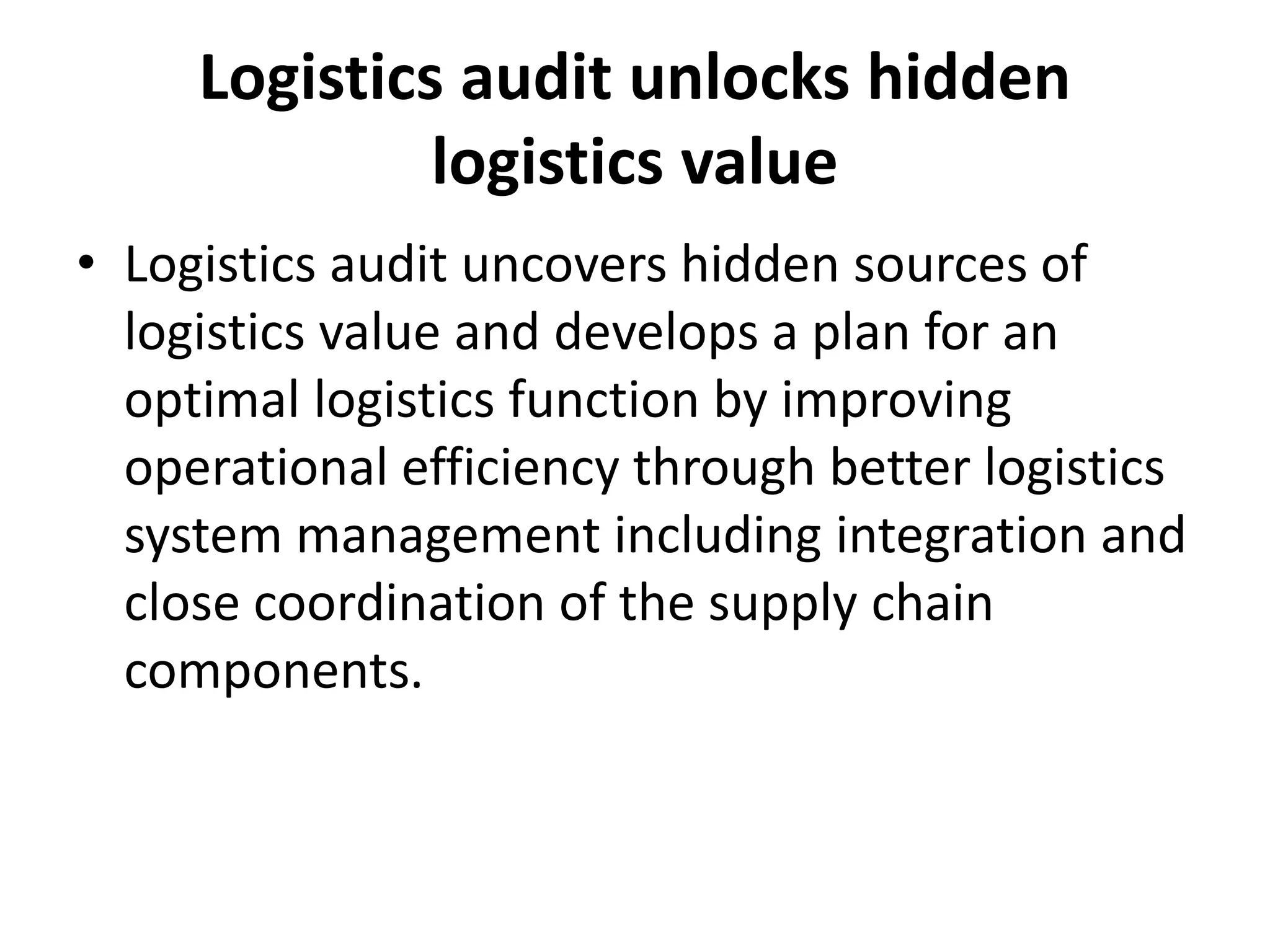 LOGISTICS AUDIT | PPTX