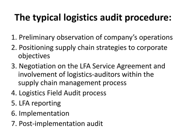 LOGISTICS AUDIT | PPTX