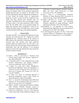 mathematical model for image restoration based on fractional order total variation | PDF