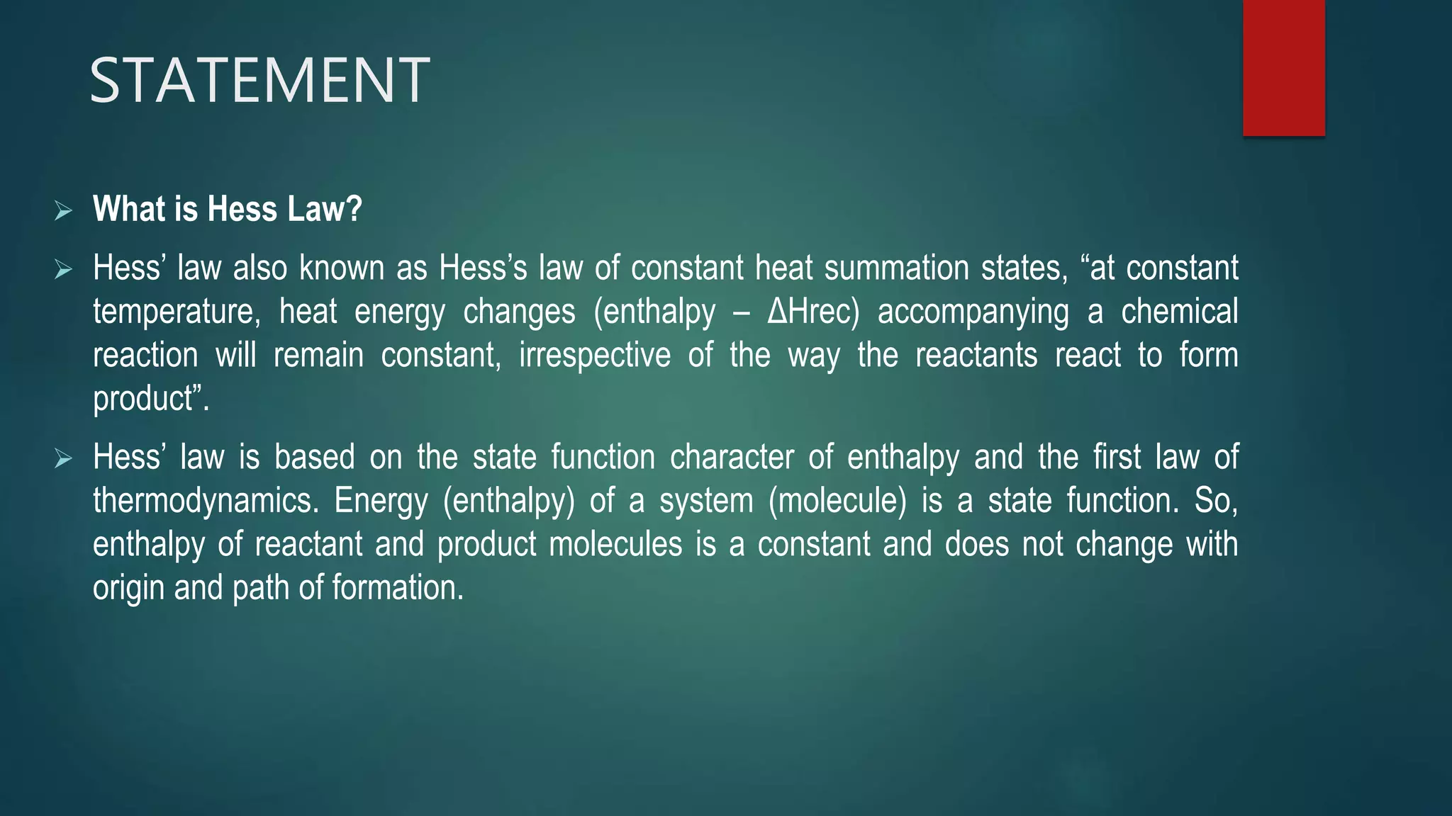 Hess's Law With Importance and Application | PPTX