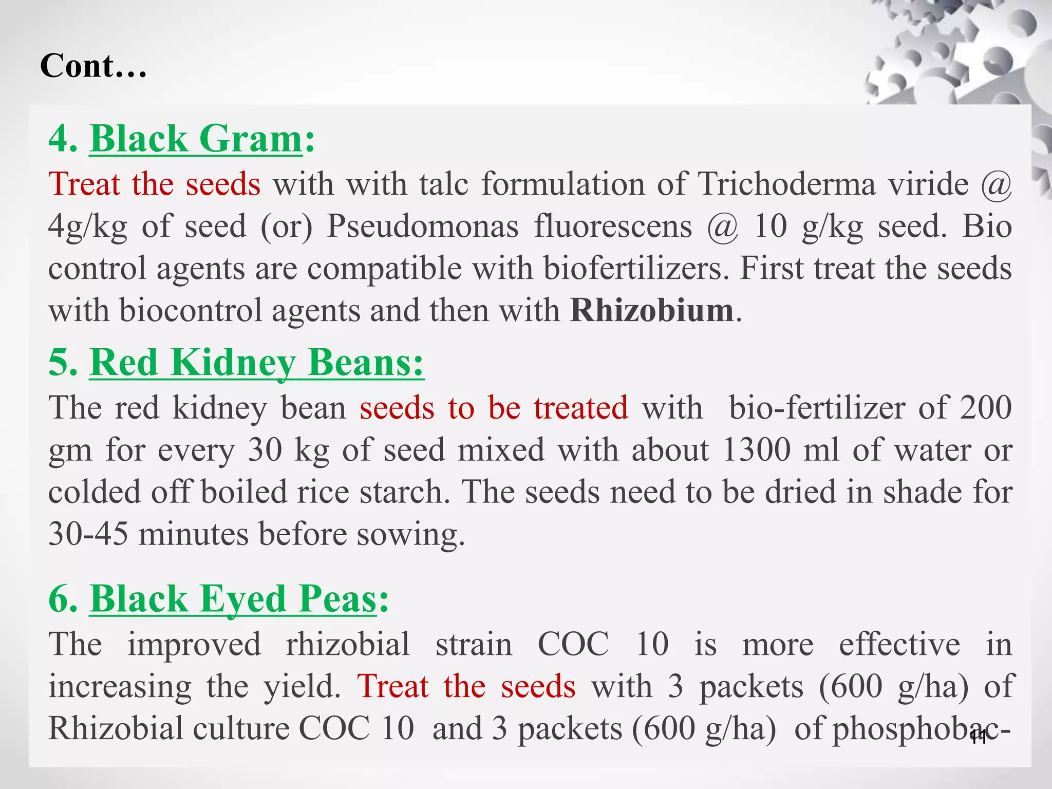 Bio-fertilizer inoculation procedure for major pulses & Advantages and ...