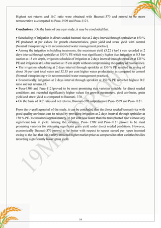 Planning of irrigation scheduling of direct seeded basmati rice | PDF