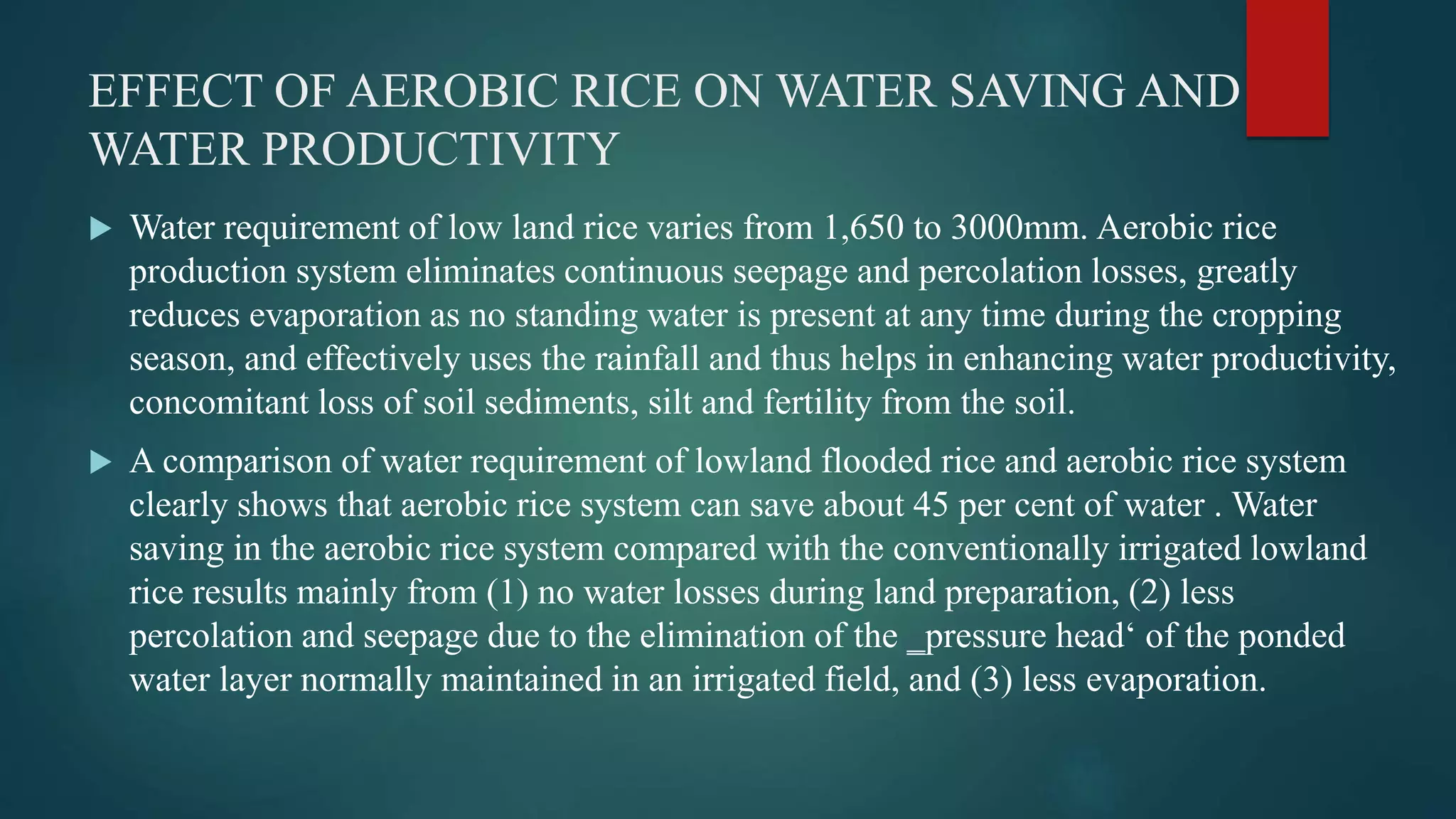 Aerobic Rice and Its Implication | PPTX