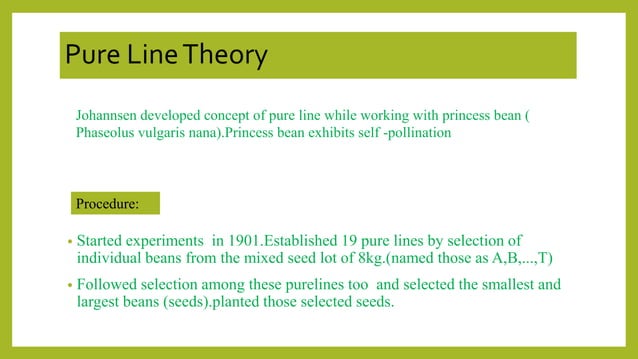 Pure Line Theory and Pure line Selection | PPTX