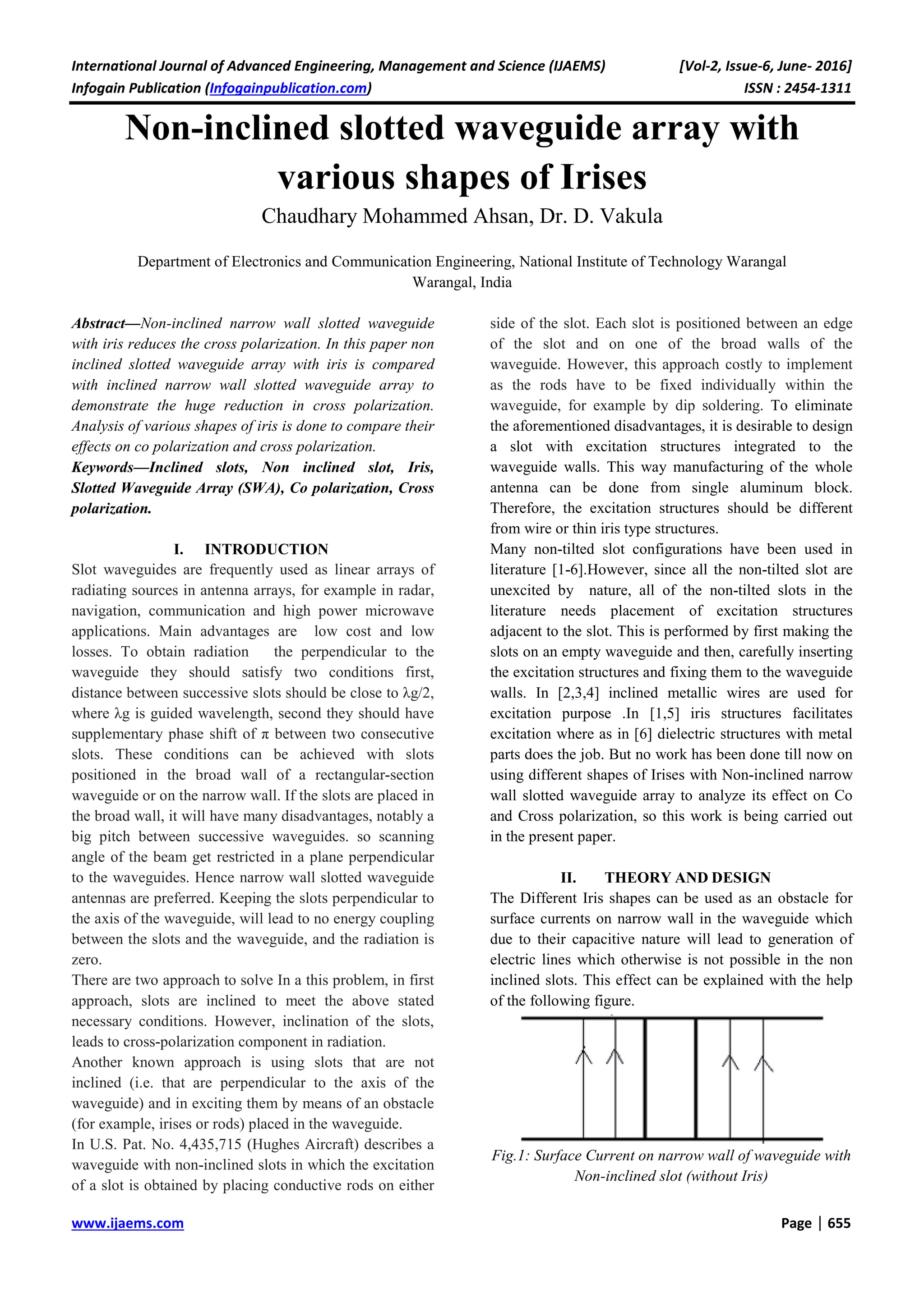 non inclined slotted waveguide array with various shapes of irises | PDF