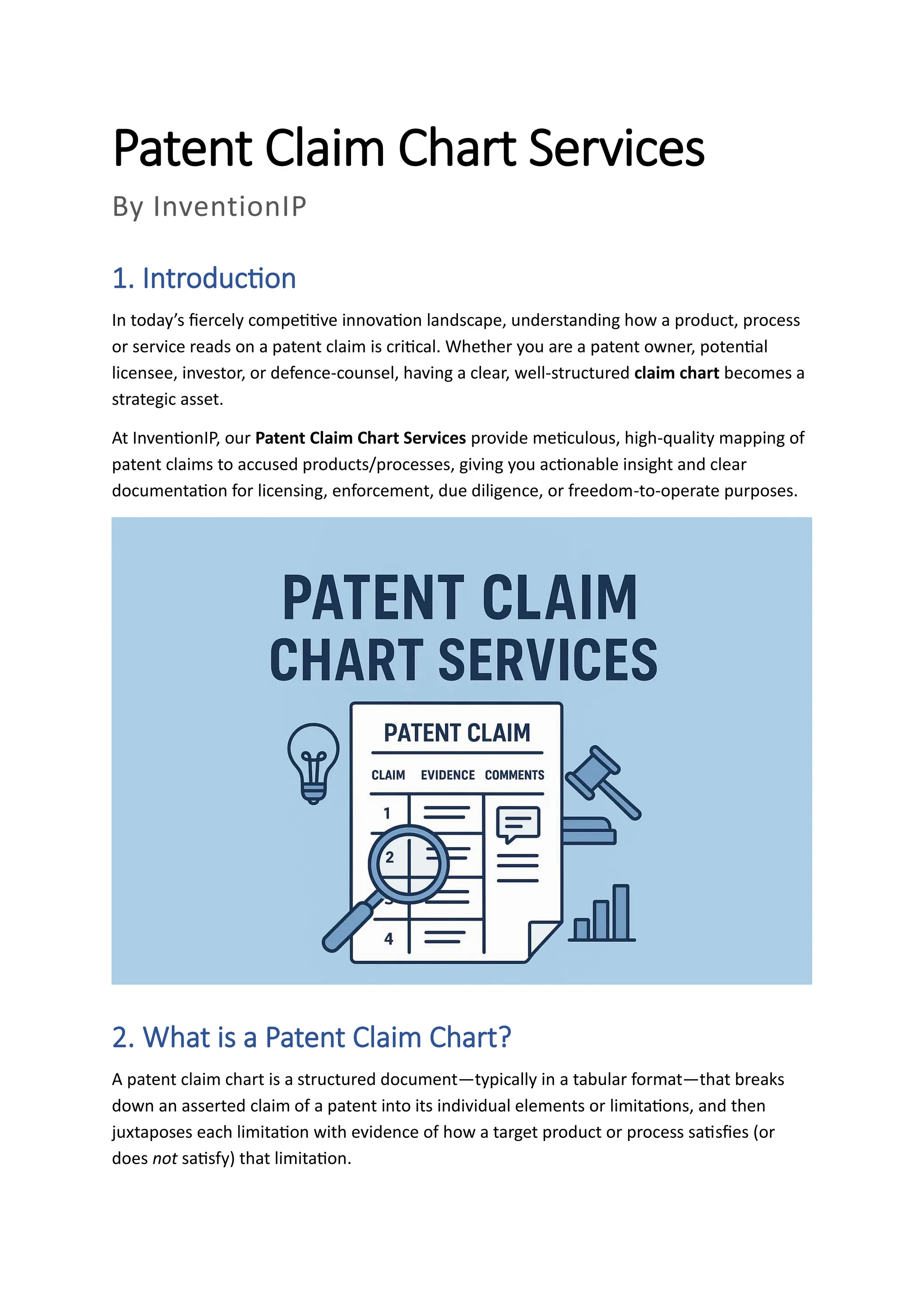 Patent Claim Chart Services | InventionIP | PDF