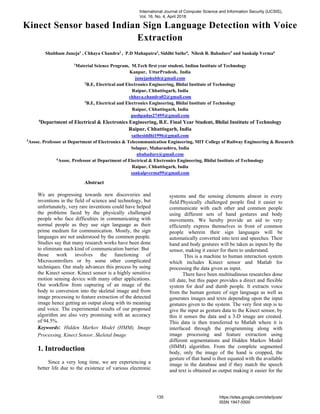 Kinect Sensor based Indian Sign Language Detection with Voice Extraction | PDF