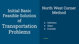 NORTH WEST CORNER METHOD | PDF