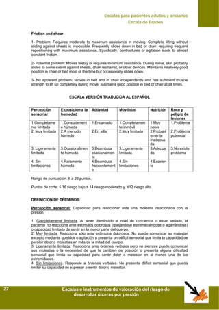Escalas e Instrumentos de valoración del riesgo de desarrollar UPP | PDF