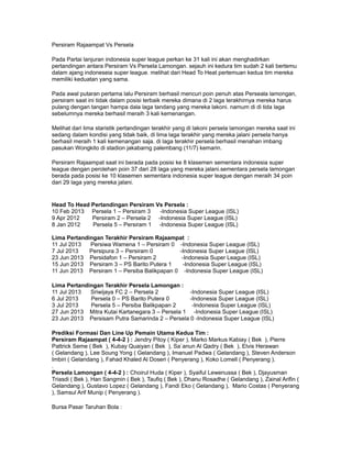 Prediksi persiram rajaampat vs persela | RTF