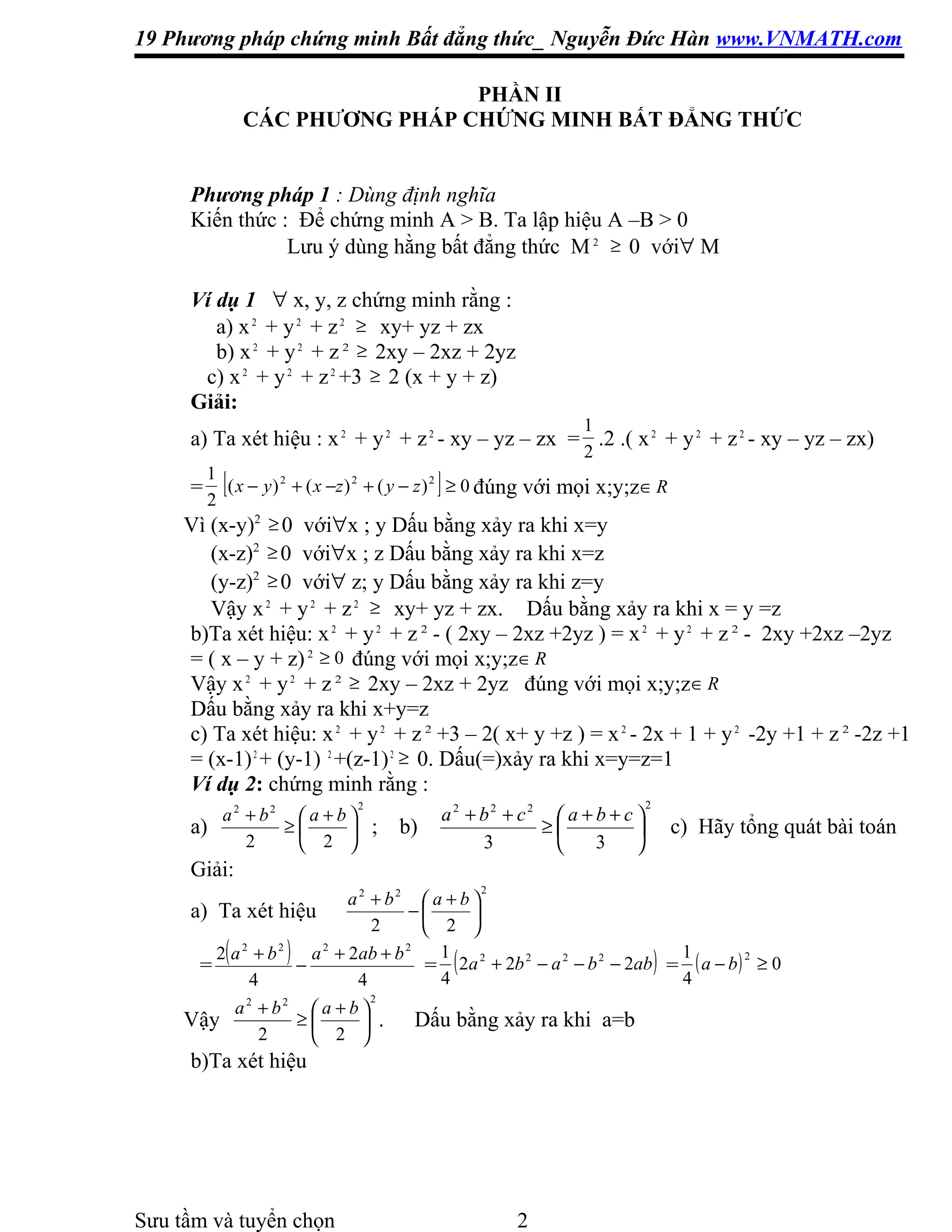 19 phương phap chứng minh bất đẳng thức | DOC
