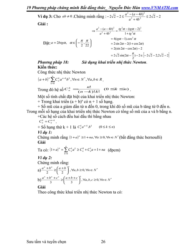 19 phương phap chứng minh bất đẳng thức | DOC