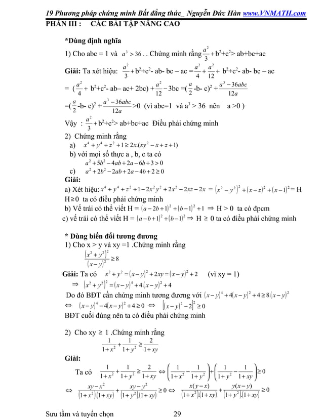 19 phương phap chứng minh bất đẳng thức | DOC
