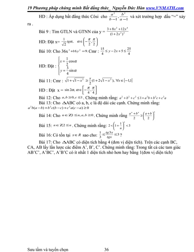 19 phương phap chứng minh bất đẳng thức | DOC
