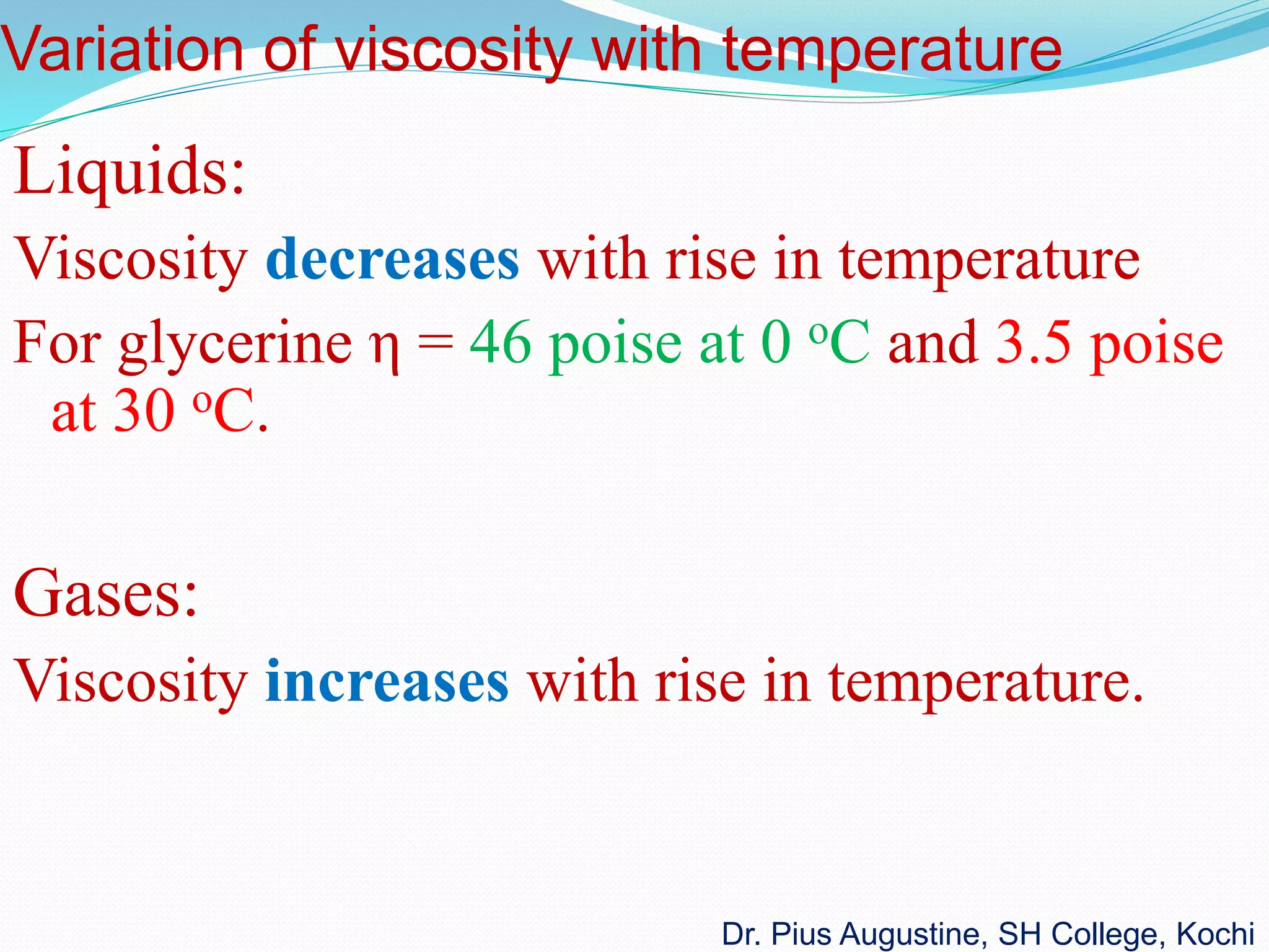 19 pius augustine fluid flow and viscocity | PPT