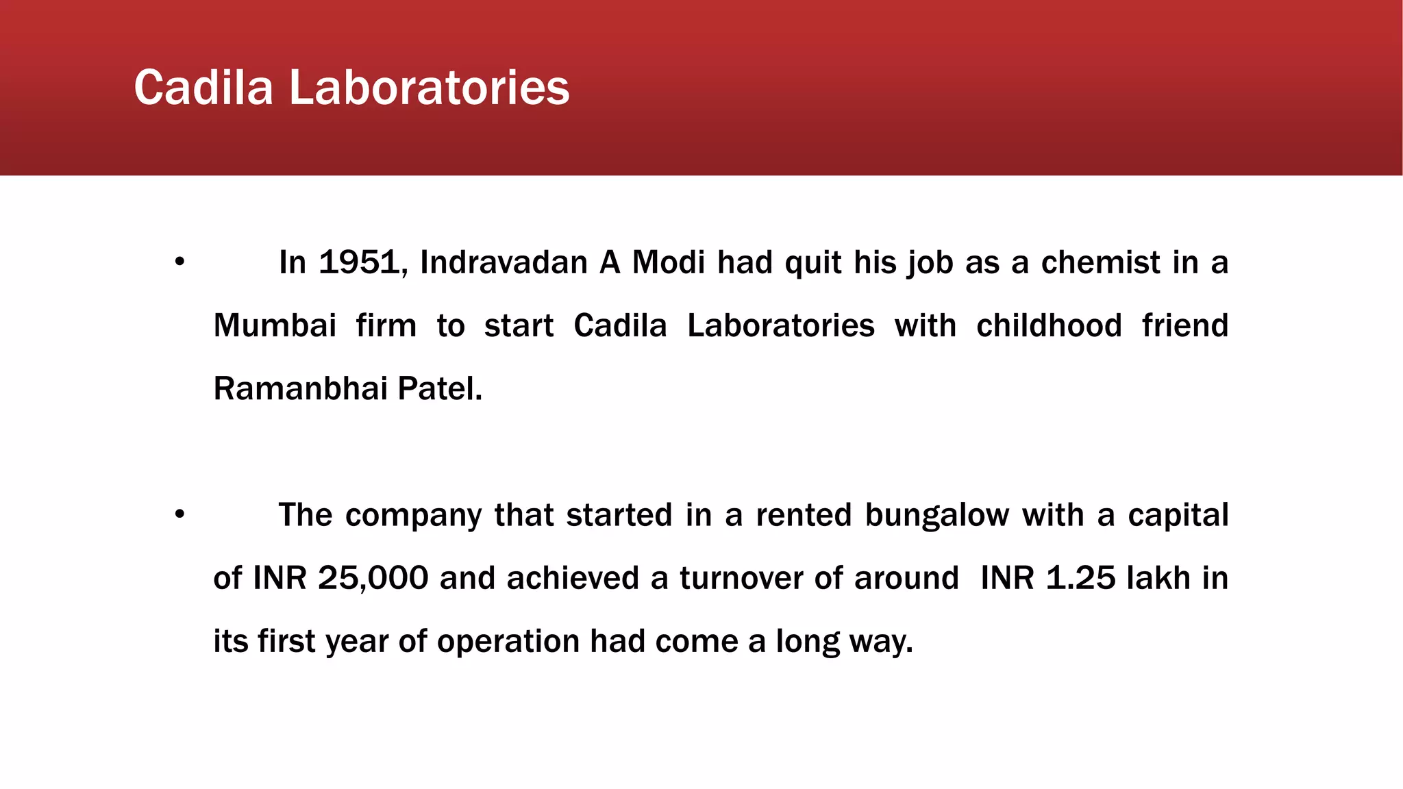 Timeline of Cadila Pharmaceuticals | PPTX