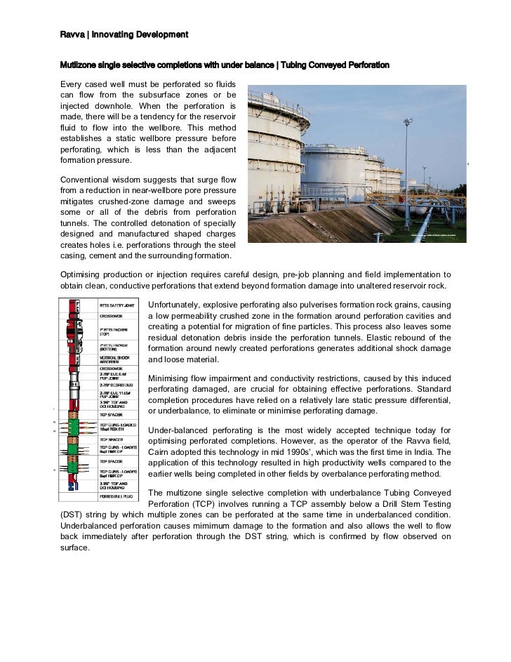 Ravva Tubing Conveyed Perforation
