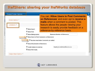 19 ref share 2.0 – sharing your refworks database | PPT