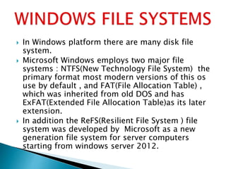 Microsoft Windows File System in Operating System | PPTX