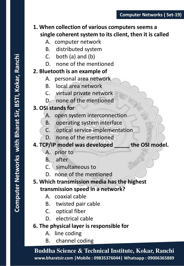 BSTI-BharatSir : Computer Network , Set-19 | PDF