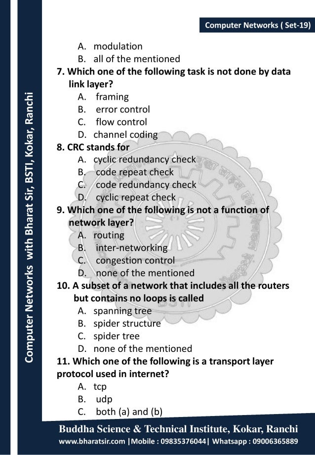BSTI-BharatSir : Computer Network , Set-19 | PDF