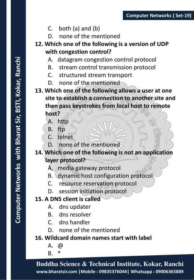 BSTI-BharatSir : Computer Network , Set-19 | PDF