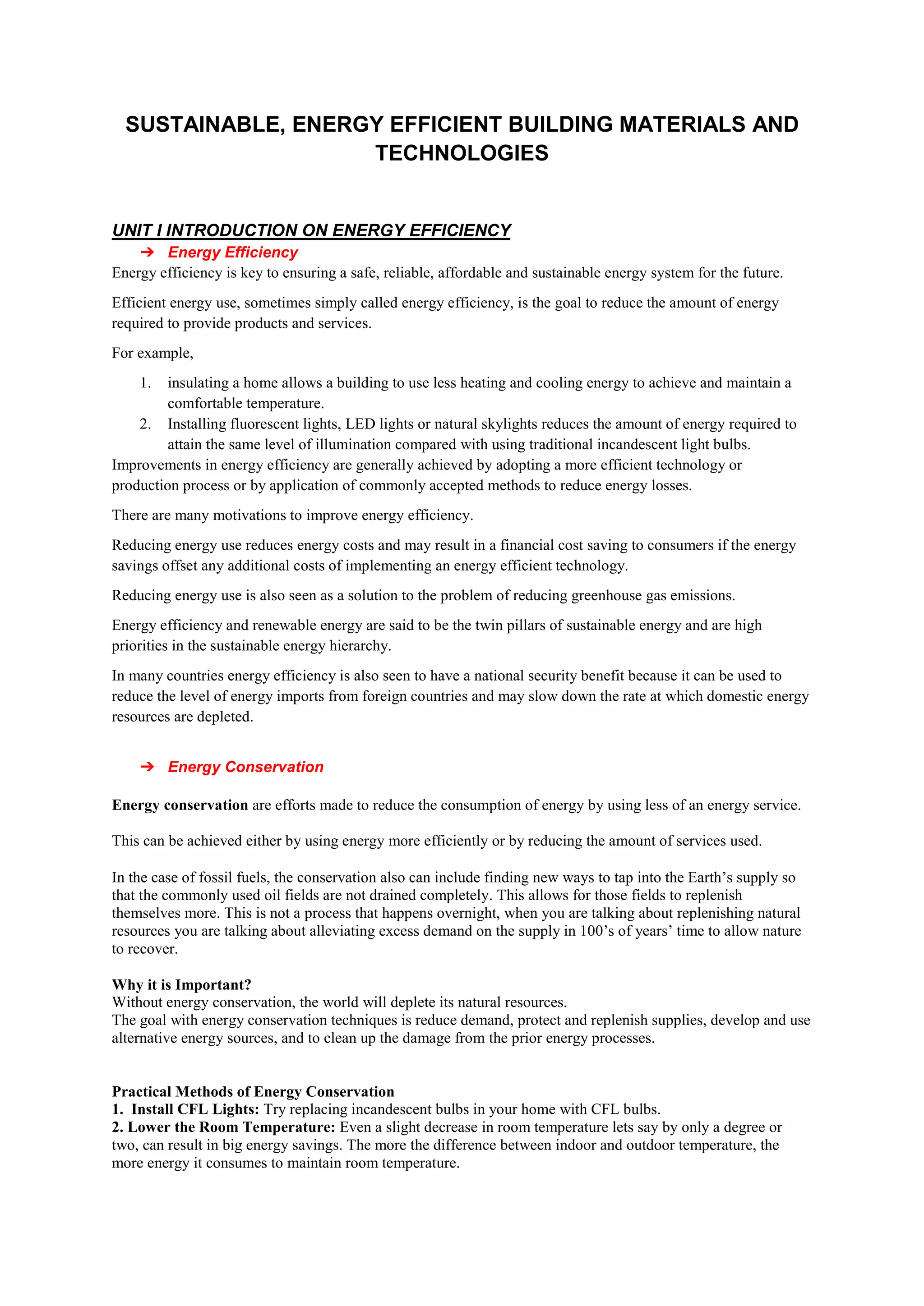 SUSTAINABLE, ENERGY EFFICIENT BUILDING MATERIALS AND TECHNOLOGIES | PDF