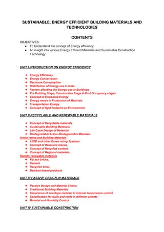 SUSTAINABLE, ENERGY EFFICIENT BUILDING MATERIALS AND TECHNOLOGIES | PDF