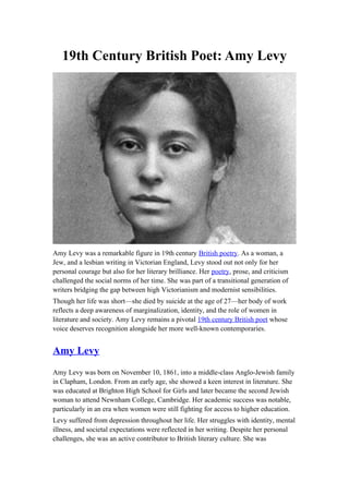 19th Century British Poet Amy Levy .docx