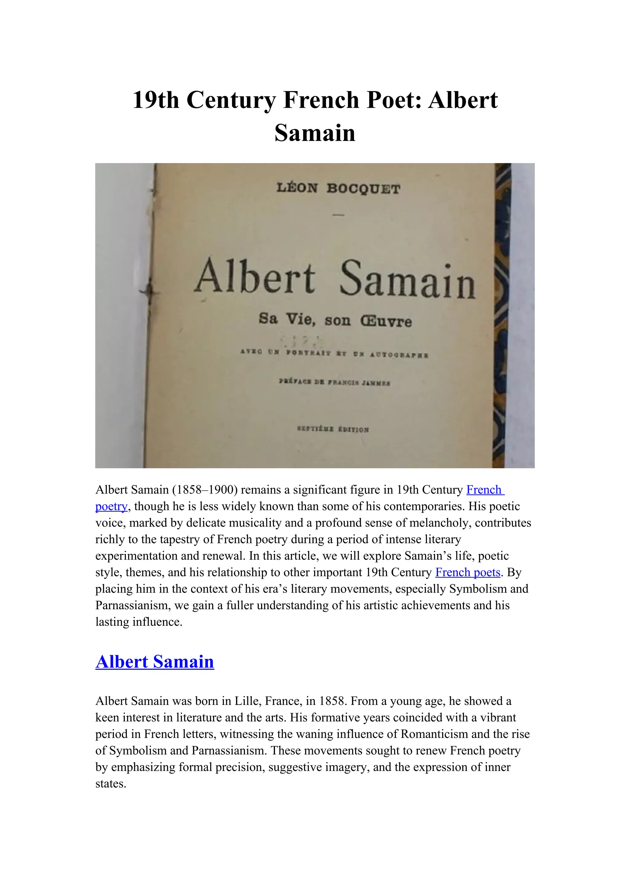 19th Century French Poet Albert Samain.docx