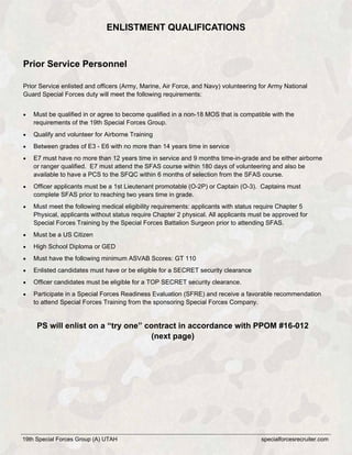 Special Forces Enlistment and Training Guide | PDF