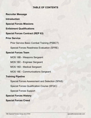 Special Forces Enlistment and Training Guide | PDF